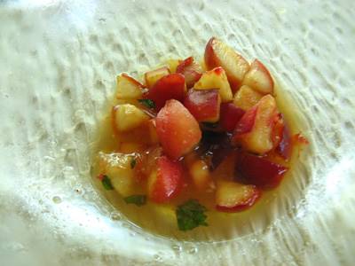 Peaches soaked in honey